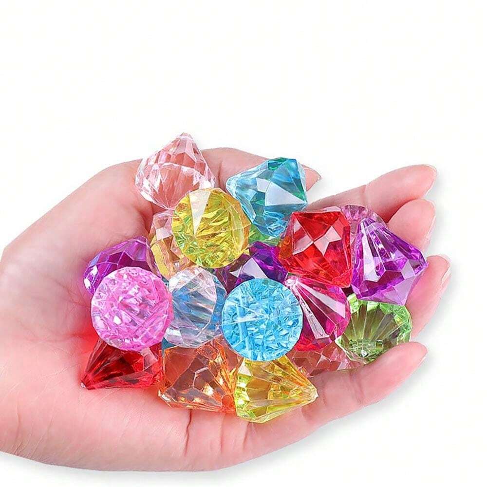 Diamond Gemstone Toys Imitation Crystal Plastic Acrylic Seven Color ...
