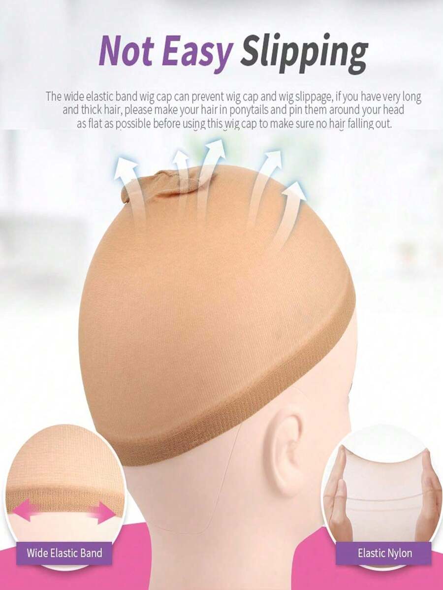 Wig Caps, 12pcs Beige Stocking Caps,Closed End Hair Mesh Net Wig Caps ...