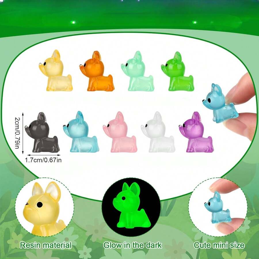 20Pcs Luminous Mini Resin Dogs, Miniature Dog Figurines, Cute Small Dog ...