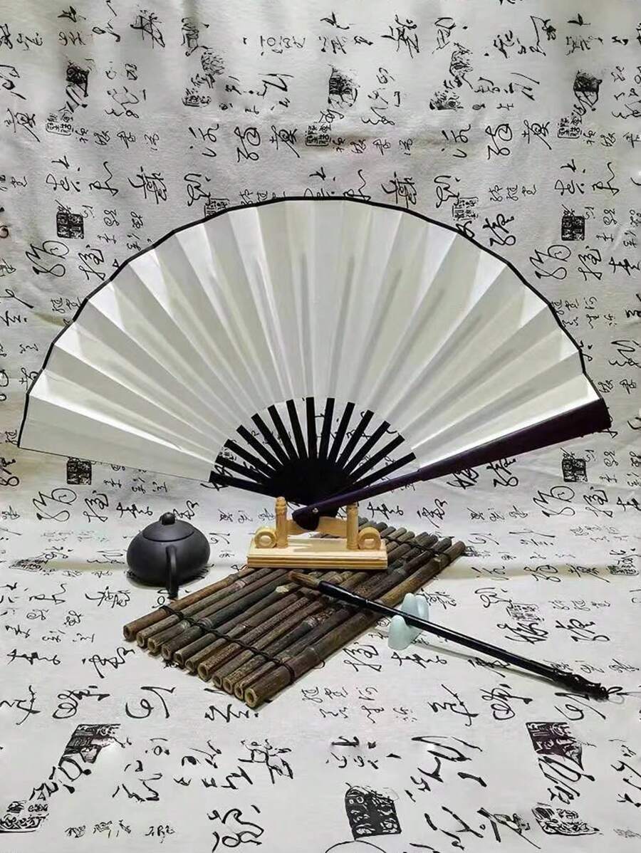 Summer Handheld Folding Fan, DIY Hand-Painted Blank Fan, Retro Creative ...