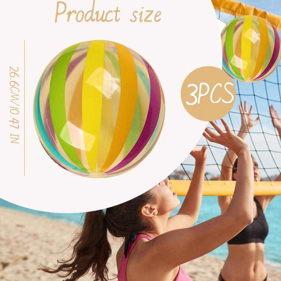 PVC Beach Ball Stripes 3pcs, Transparent Pvc Ball Water Toys ...