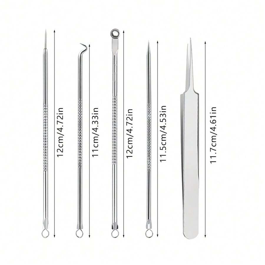 5pcs Blackhead & Pimple Removal Tool Set With Storage Box, Professional ...