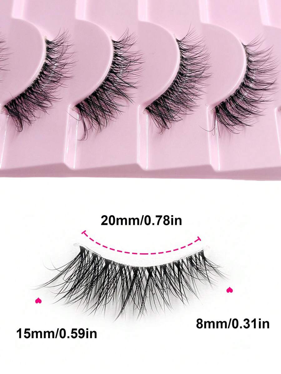 10 Pairs Half Lashes Soft Natural Wispy Fluffy Faux Half Lashes Cat Eye ...