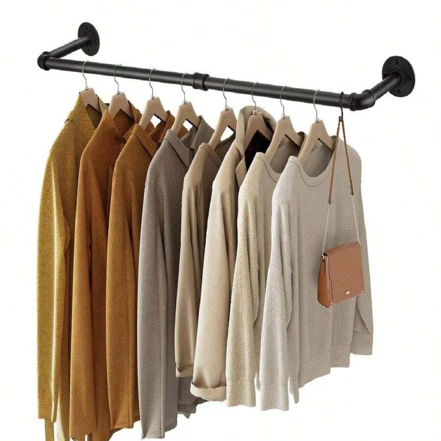 1pc 31.9 Inch Clothing Rack Iron Water Pipe Wall-Mounted Display Rack ...