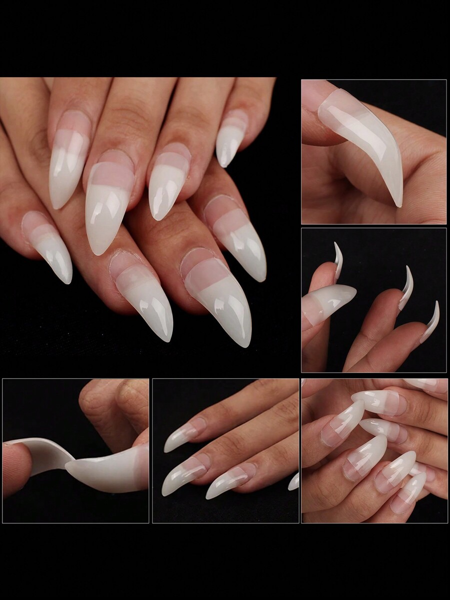 100Pcs/Box Extra Long Eagle Claw Curved Nail Tips Half Cover Eagle Hook ...