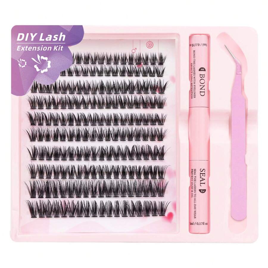 DIY 60P Eyelash Extension Set 180PCS 10mm-16mm Eyelash Cluster C Curly ...