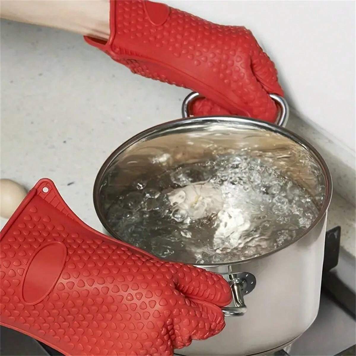 1 Pair Of Premium Thick Heat Resistant Silicone Gloves - Waterproof ...
