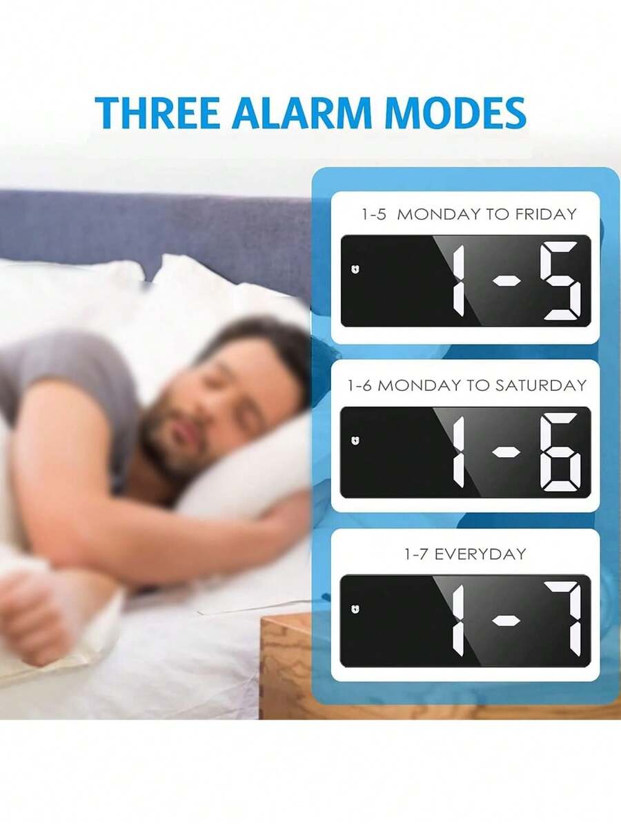 1Pc Digital Alarm Clock, LED Clock For Bedroom, Electronic Desktop ...