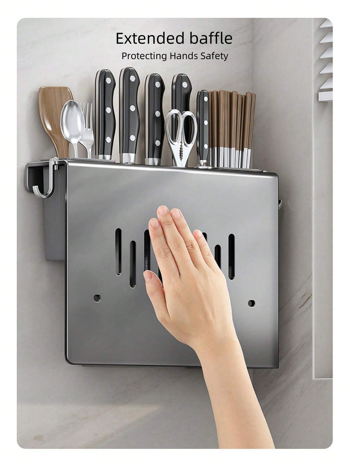 A Kitchen Multi-Functional Wall-Mounted Knife Rack, Knife And Scissors ...