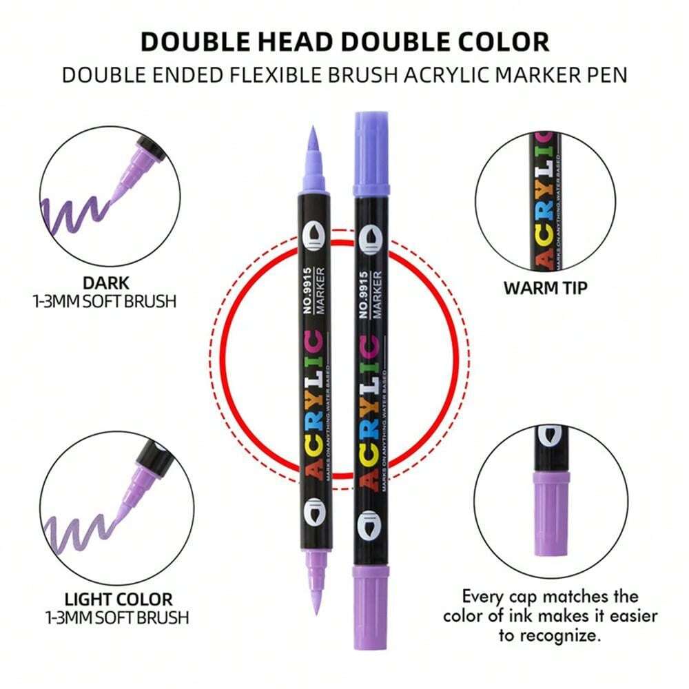 Acrylic Paint Markers Double Headed Different Color Acrylic Marker Pen ...