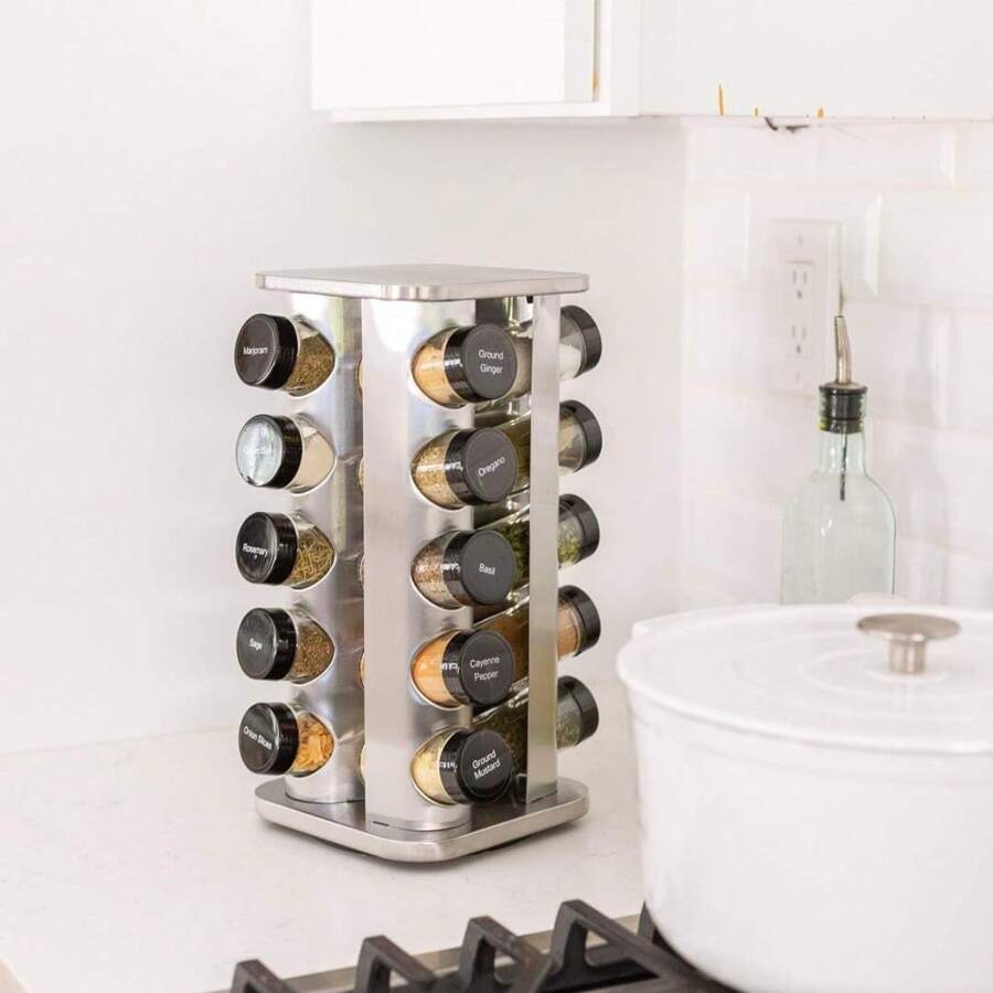 Orii 20 Jar Spice Rack With Spices Included - Revolving Tower Organizer ...