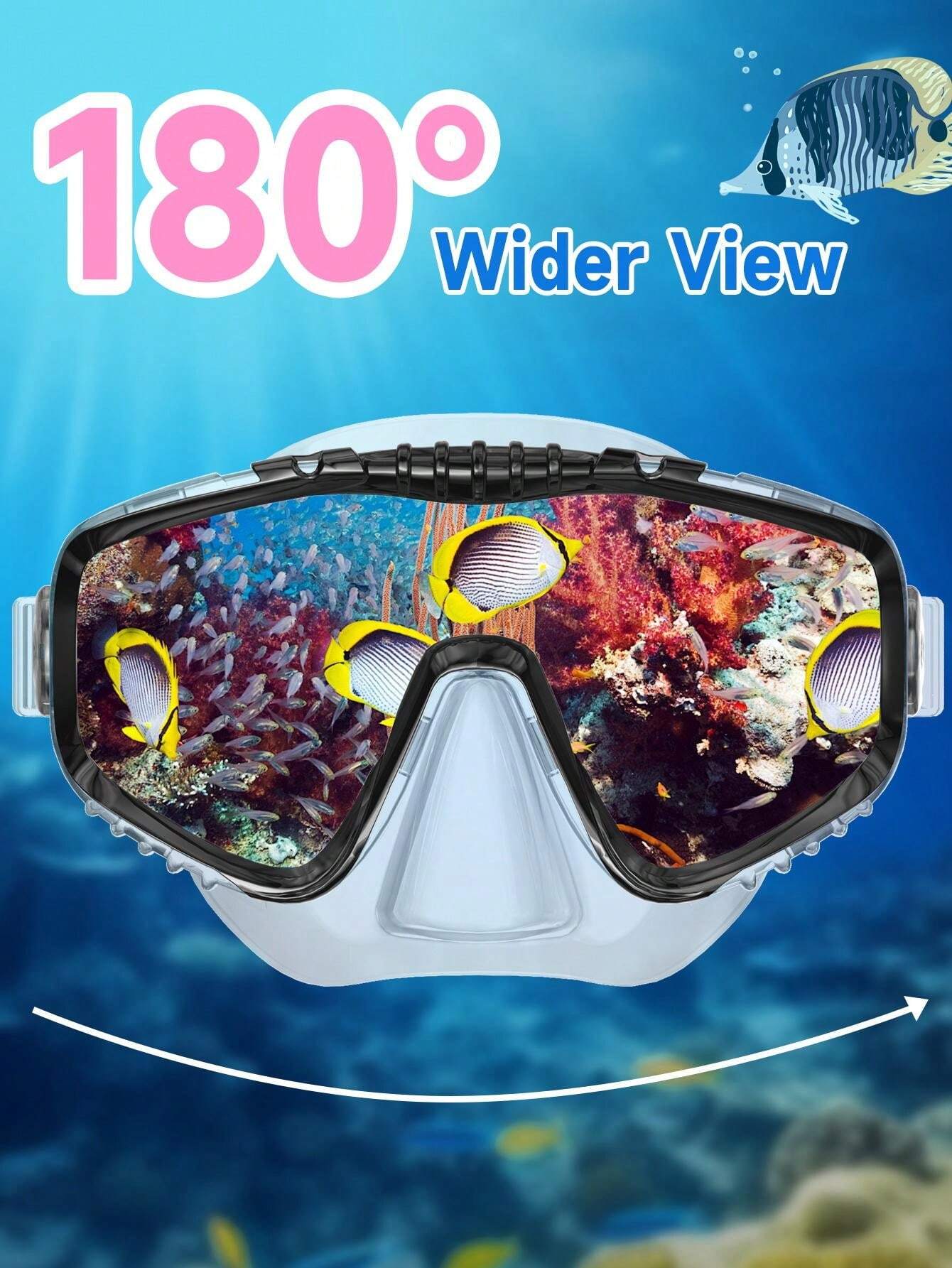 Adult 3-Window Scuba Diving Mask, PVC Dive Mask Anti-Fog Snorkeling ...