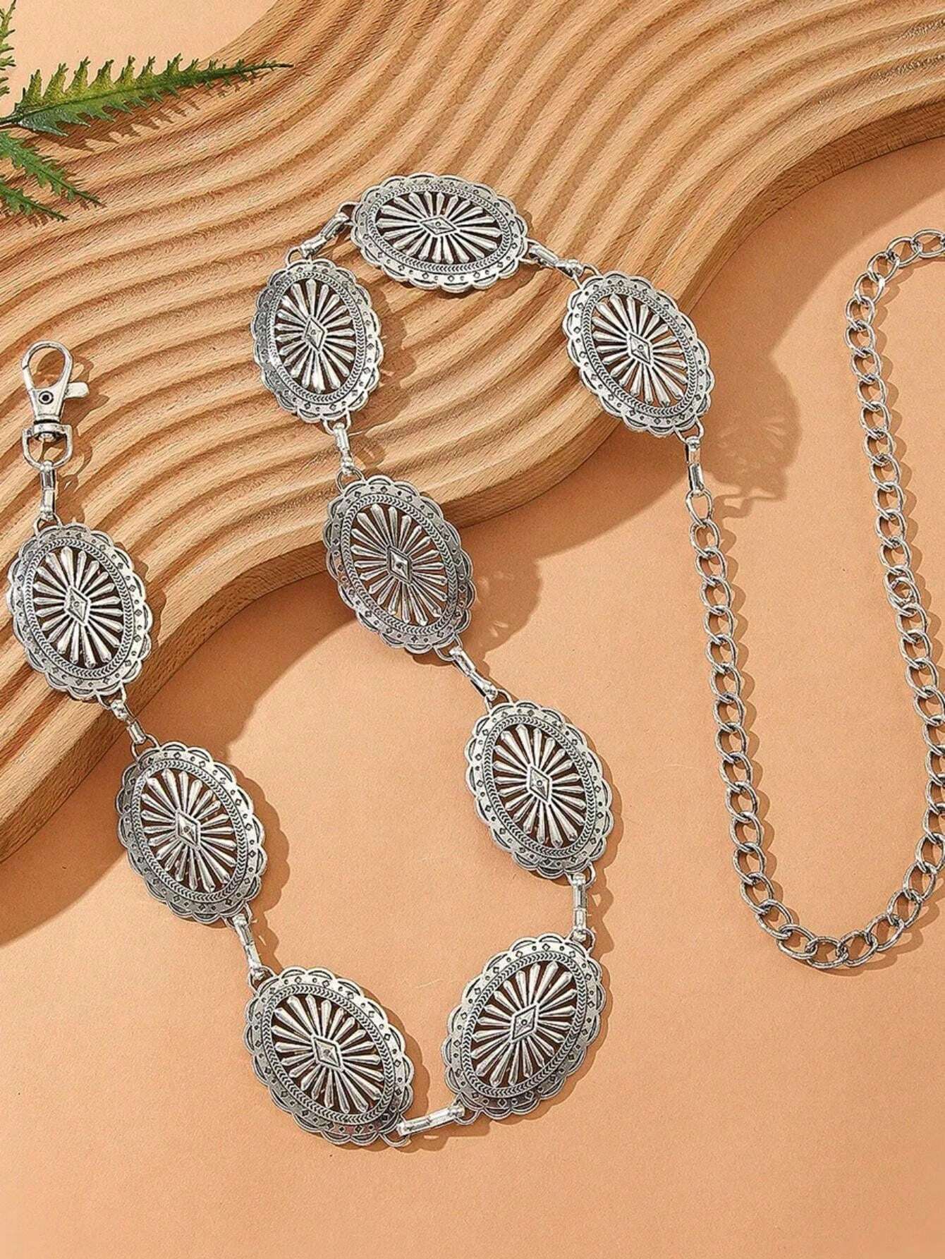 Boho Style Metal Chain Belt Western Country Cowgirl Belts Adjustable ...