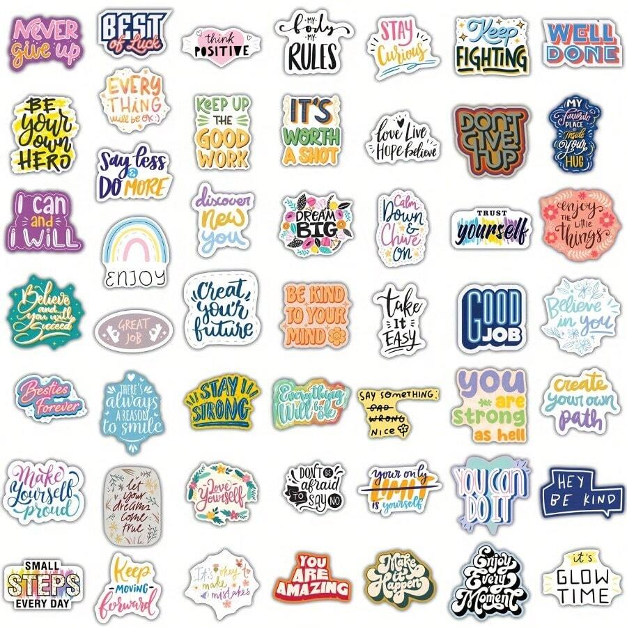 100pcs Motivational Quote Stickers, Inspirational Words Stickers, Vinyl ...
