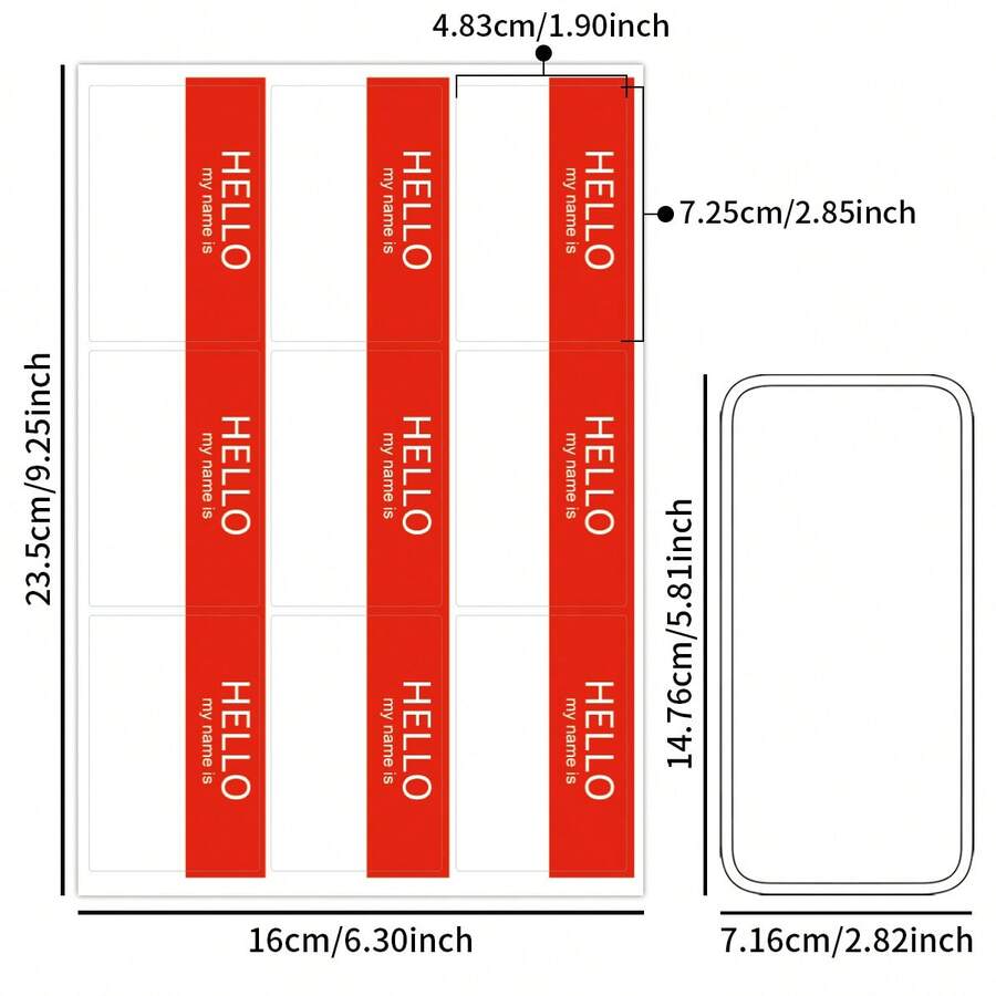 10 Sheets Hello My Name Is Stickers, Red Name Badge Labels, Peel Off ...