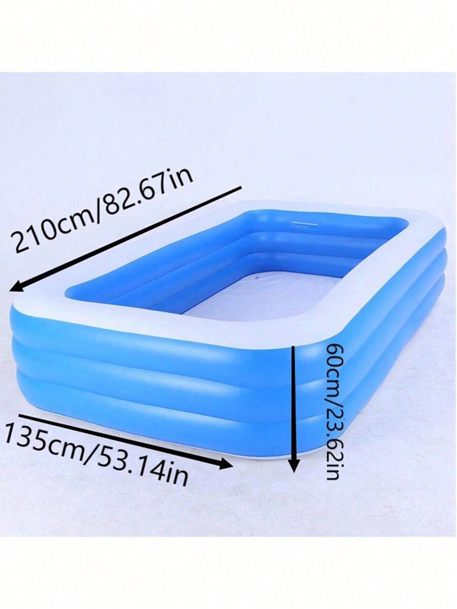 Blue Pvc Inflatable Swimming Pool,2.1m/83in Long With 3-Layer Air ...
