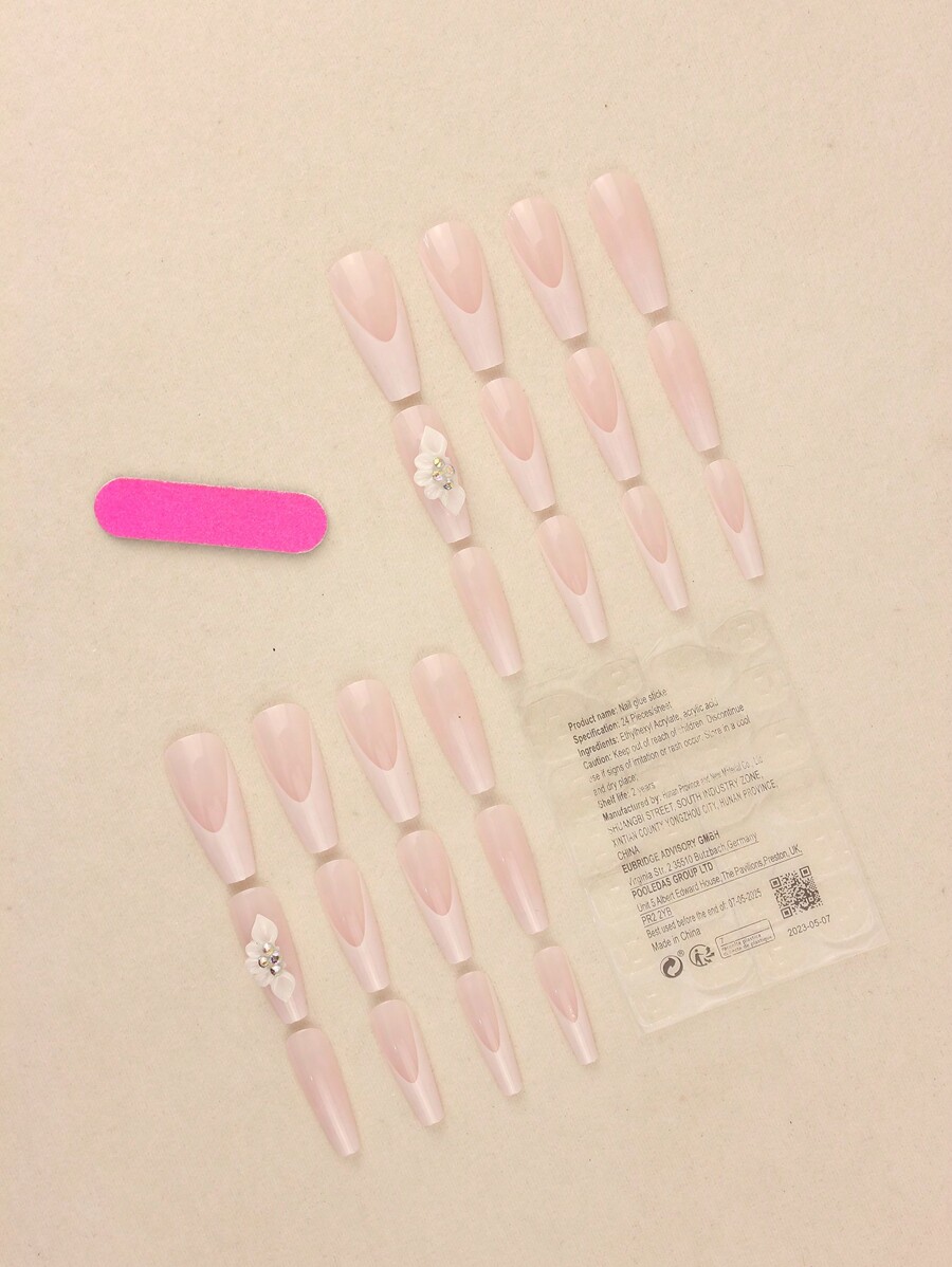 Instantly Elevate Your Look - Complete Set Of 24 Long Coffin-Shaped ...