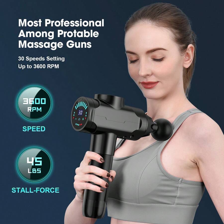 Deep Tissue Massage Gun, Handheld Massager With 30 Adjustable Intensity ...