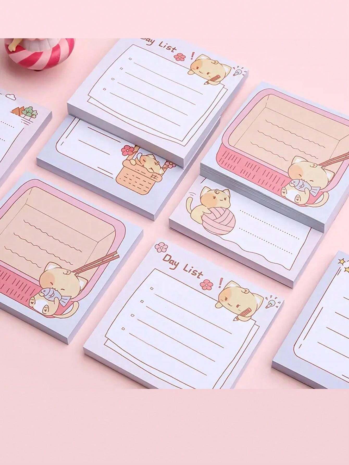 4 Sheets/160pcs Lovely Oil Painting Style Memo Pads For Students And ...