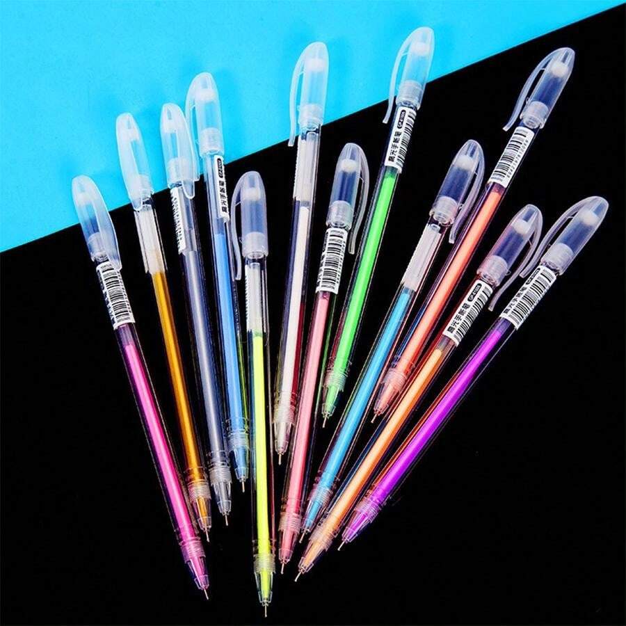 12-Color DIY Photo Album Highlighter Pens, 0.5mm Fine Tip Marker Pens ...