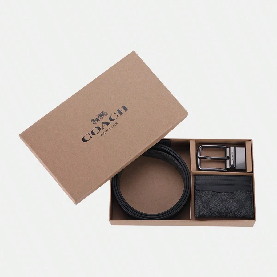 Coach Belt For Men Boxed Card Case And Belt Gift Set In Colorblock ...