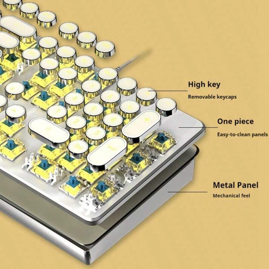 Teclado Mecânico de Jogos Punk EWEADN TK100 com Fio - LED Retroiluminado, Teclado Estilo Máquina ...