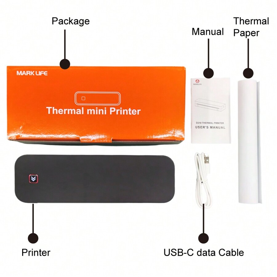 Marklife 1pc D210 Bluetooth A4 Wireless Tattoo Stencil Printer For A4 Size, 8.3" X 11.7", 210 X ...