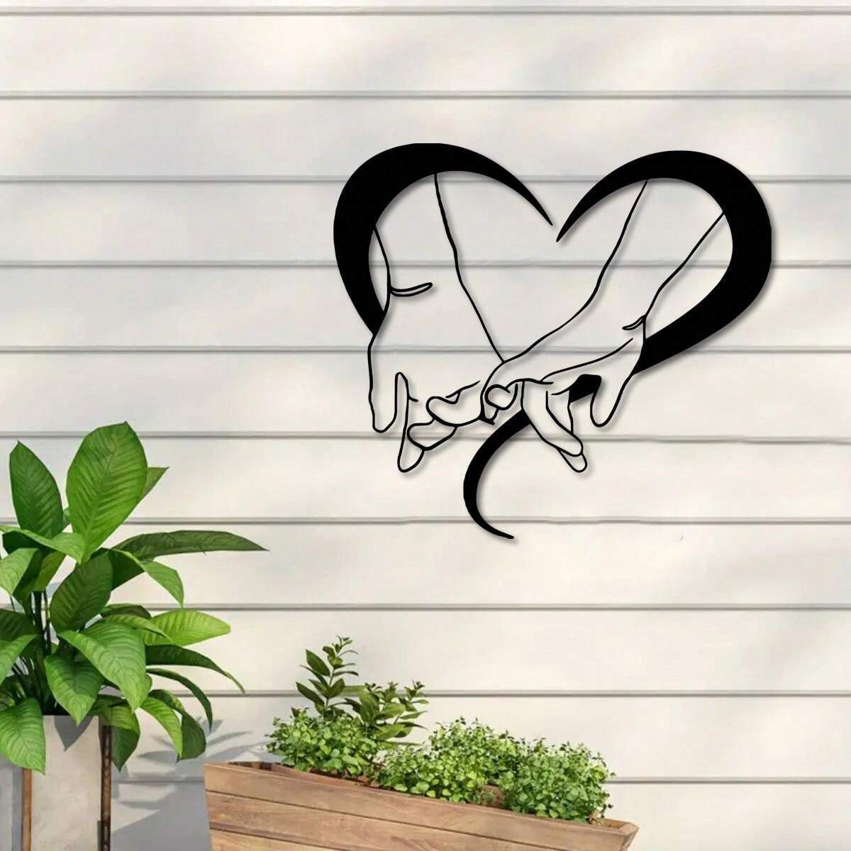 1Pc Holding Hands Metal Line Art, Lovers Wall Art Minimalist, Bedroom ...
