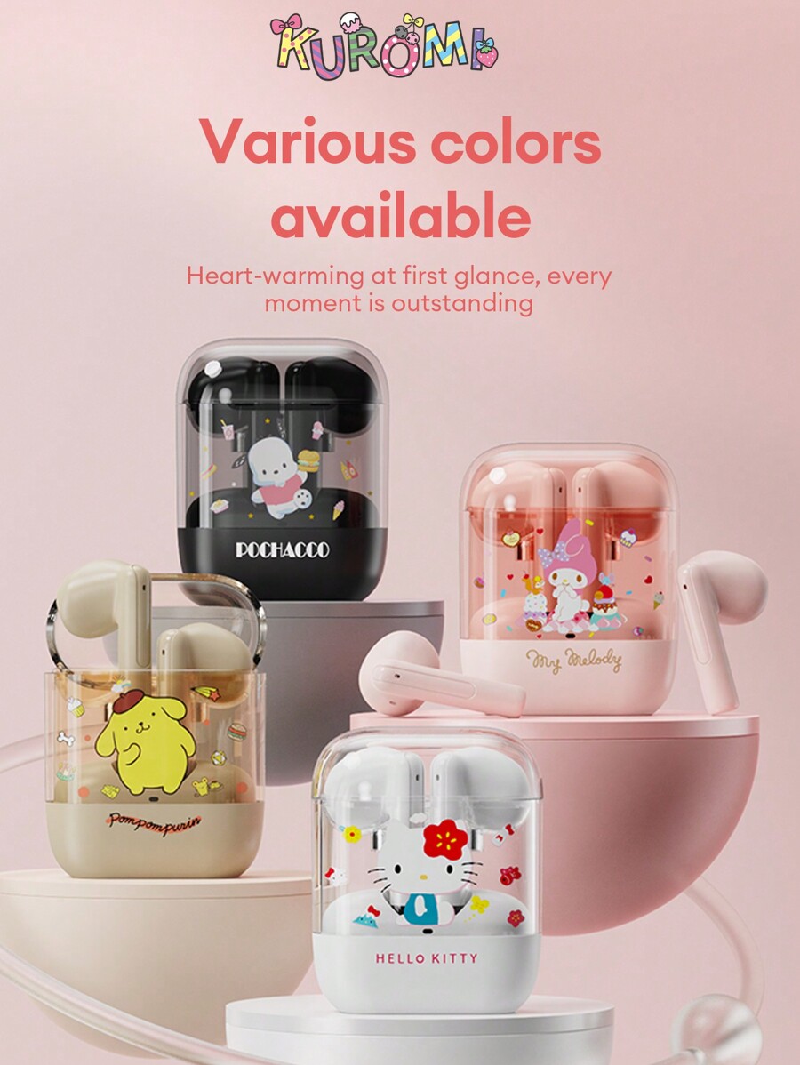 Sanrio HELLO KITTY BL21 Wireless Earbuds, Passive Noise Cancelling ...