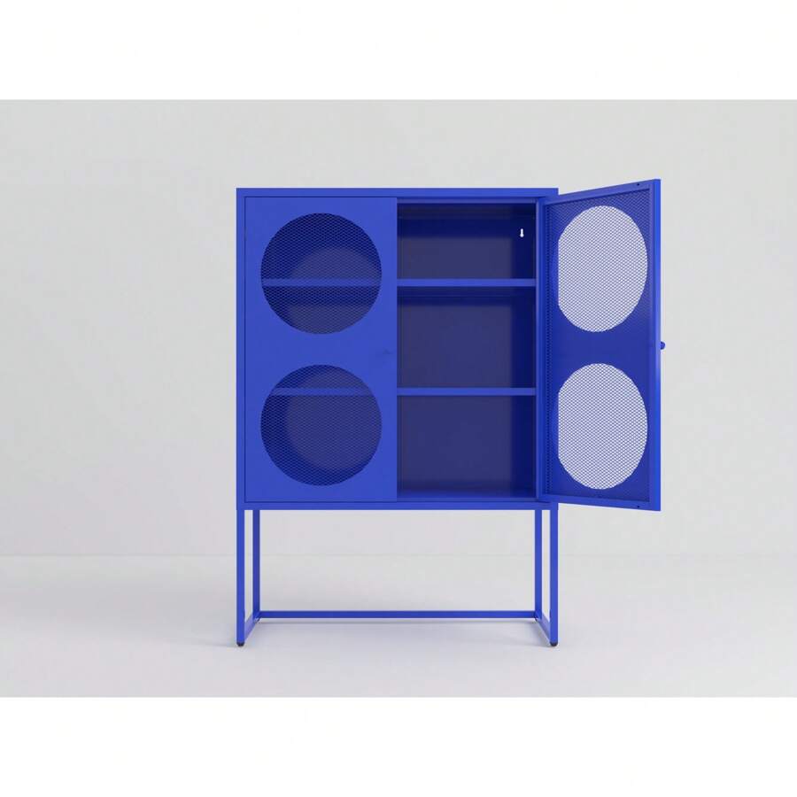 Blue Storage Cabinet With Doors, Modern Blue Accent Cabinet, Free ...