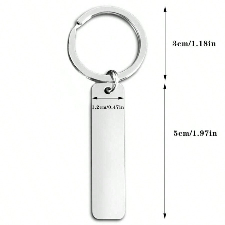 1pc Stainless Steel Rectangular Keychain Customized With Key Ring ...