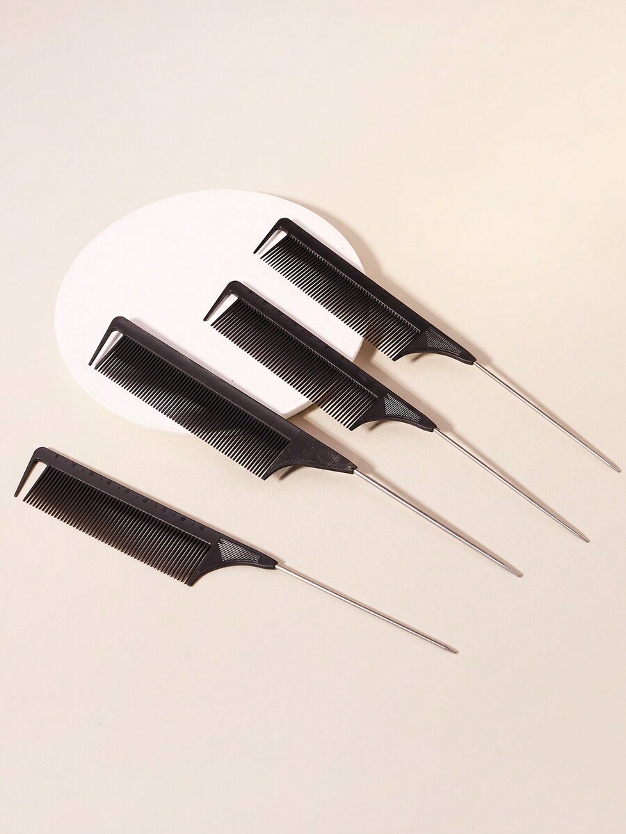 4 Pointed Tail Combs With Scales, Hairdressing Pointed Tail Steel Combs ...