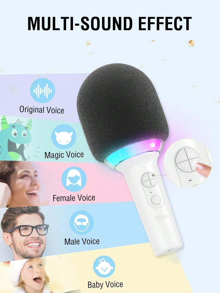 FIFINE Karaoke Microphone Bluetooth Wireless, Singing Microphone ...