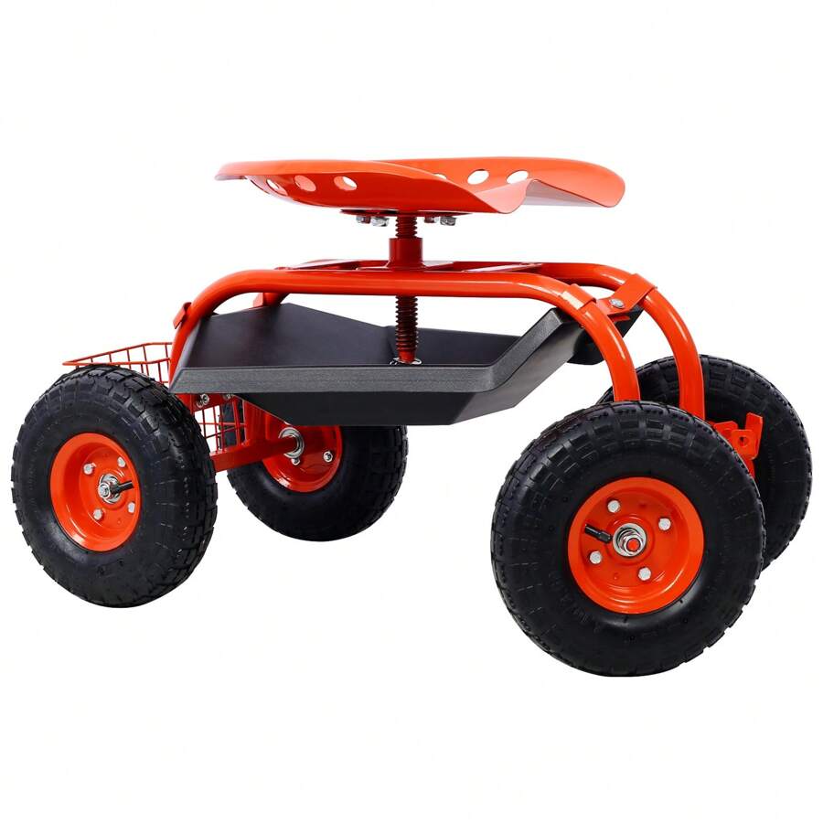 Rolling Garden Cart With Seat And Storage, Rolling Garden Stools Scooter With 4 Wheels Tool Tray ...