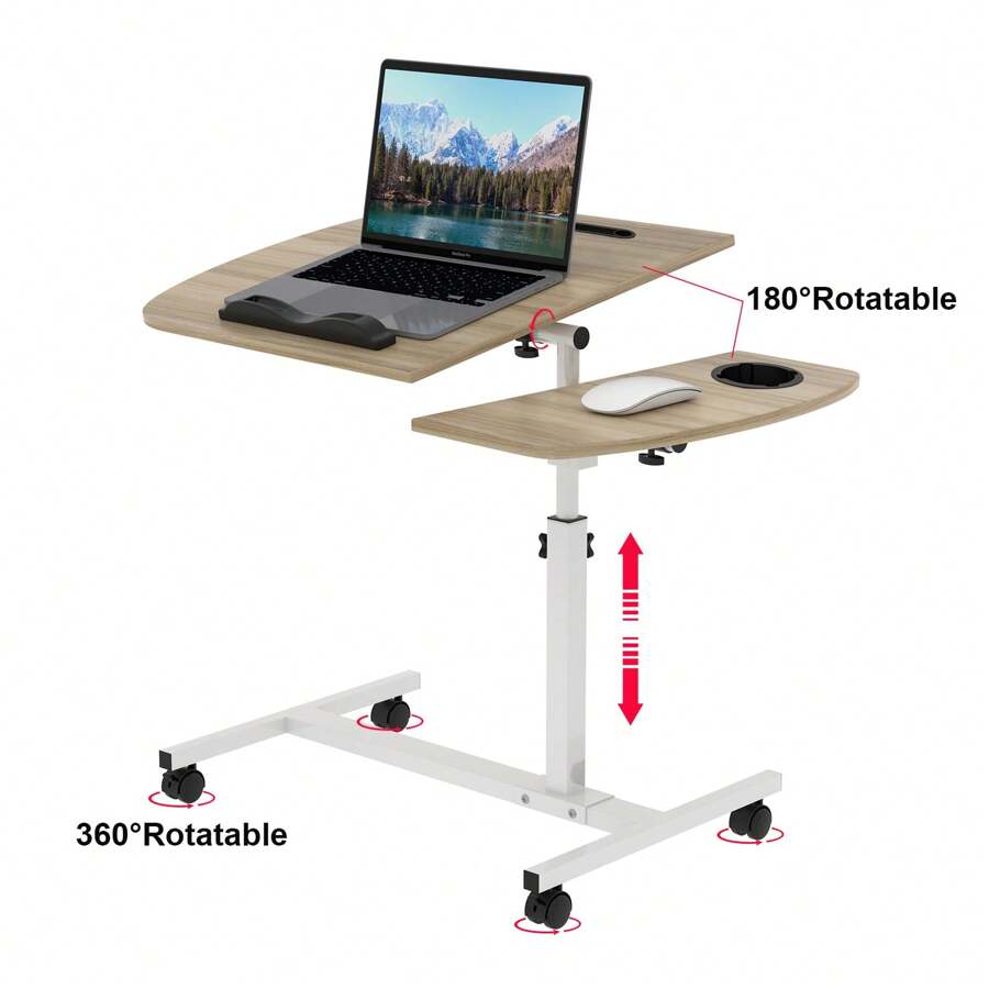 Mobile Side Table, Laptop Table Height Adjustable Bedside Table With ...