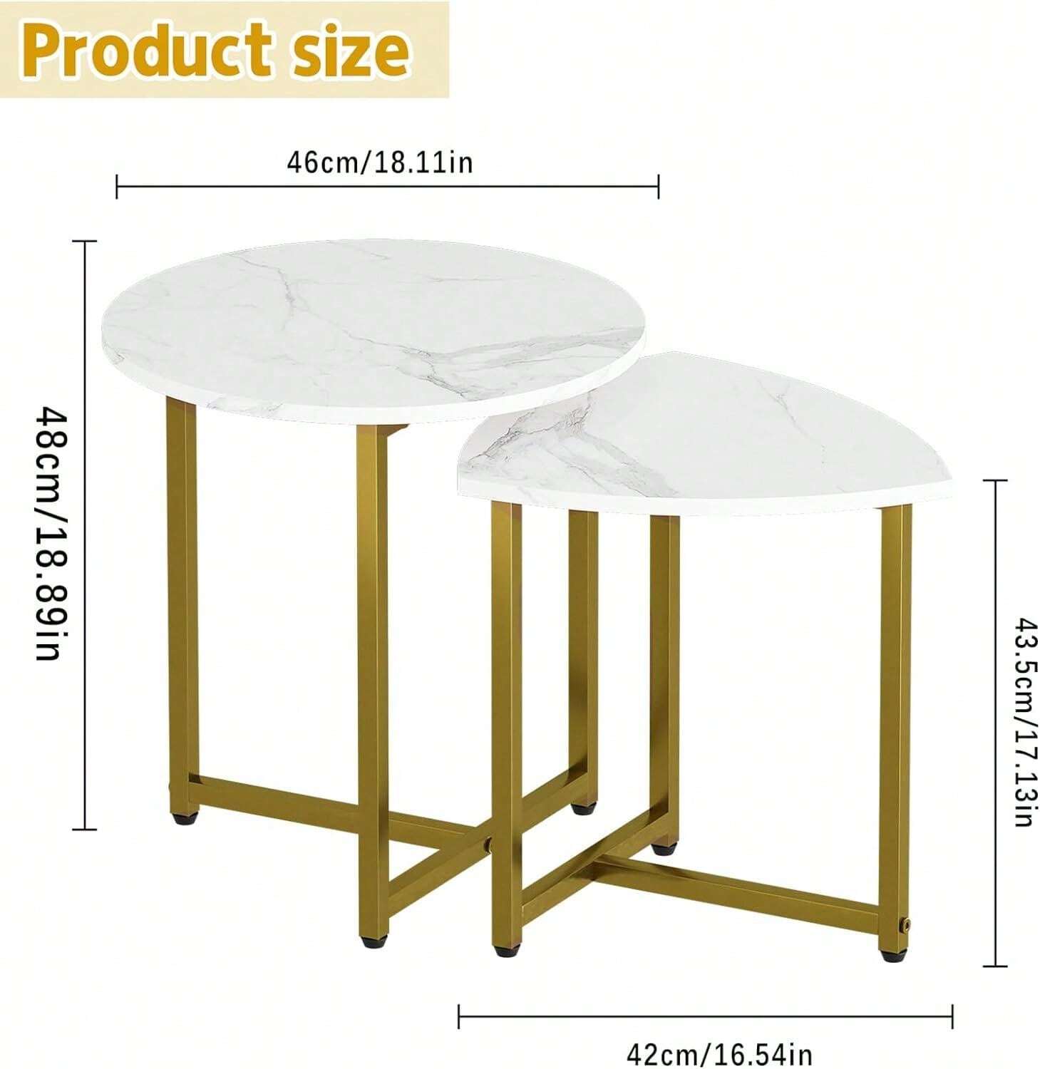 Nesting Table White Small Round Coffee Table,Set Of 2 End Tables ...