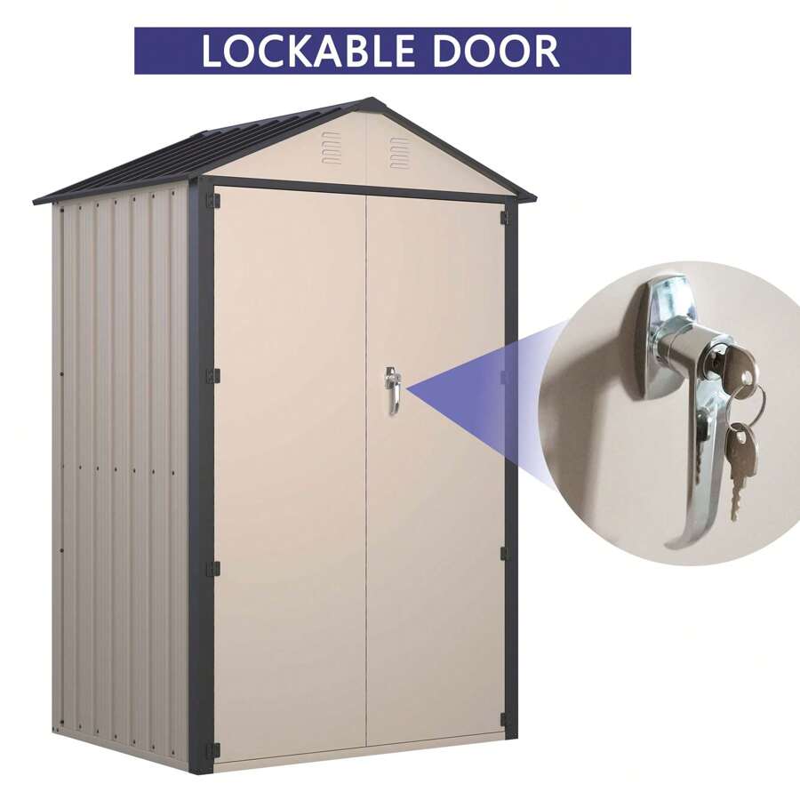6x4 FT Outdoor Storage Shed, Steel Metal Lockable Garden Shed, Tiny ...