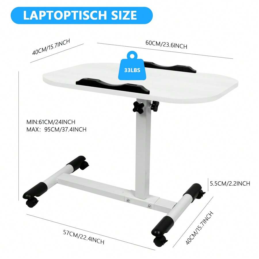 Mobile Bedside Table On Wheels, Notebook Table Height Adjustable ...