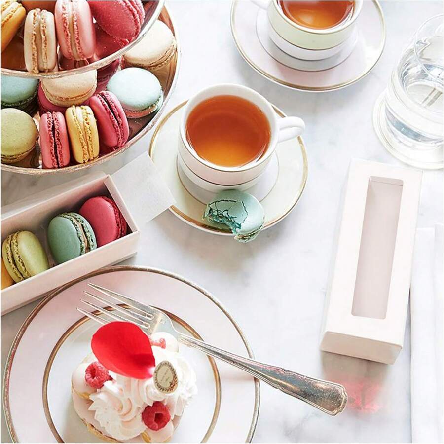 20PC Macaron Boxes Flip Window PVC Pastry & Dessert Packaging Boxes ...