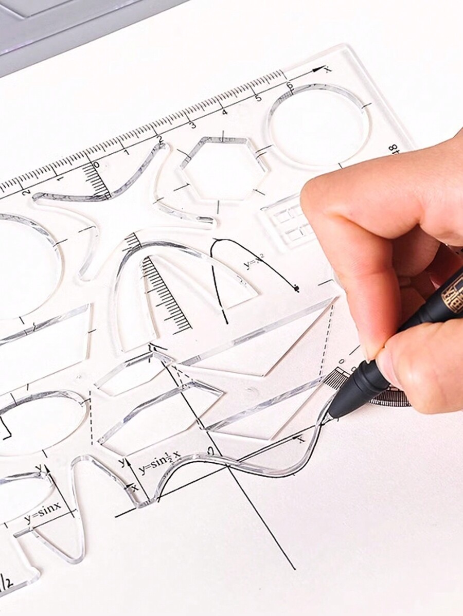 Multi-Functional Ruler, Including Angle Measurer, Geometric ...