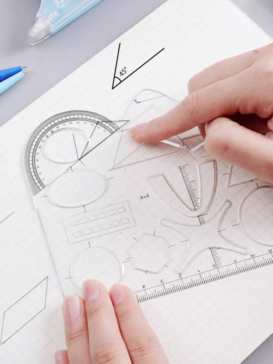 Multi-Functional Ruler, Including Angle Measurer, Geometric ...