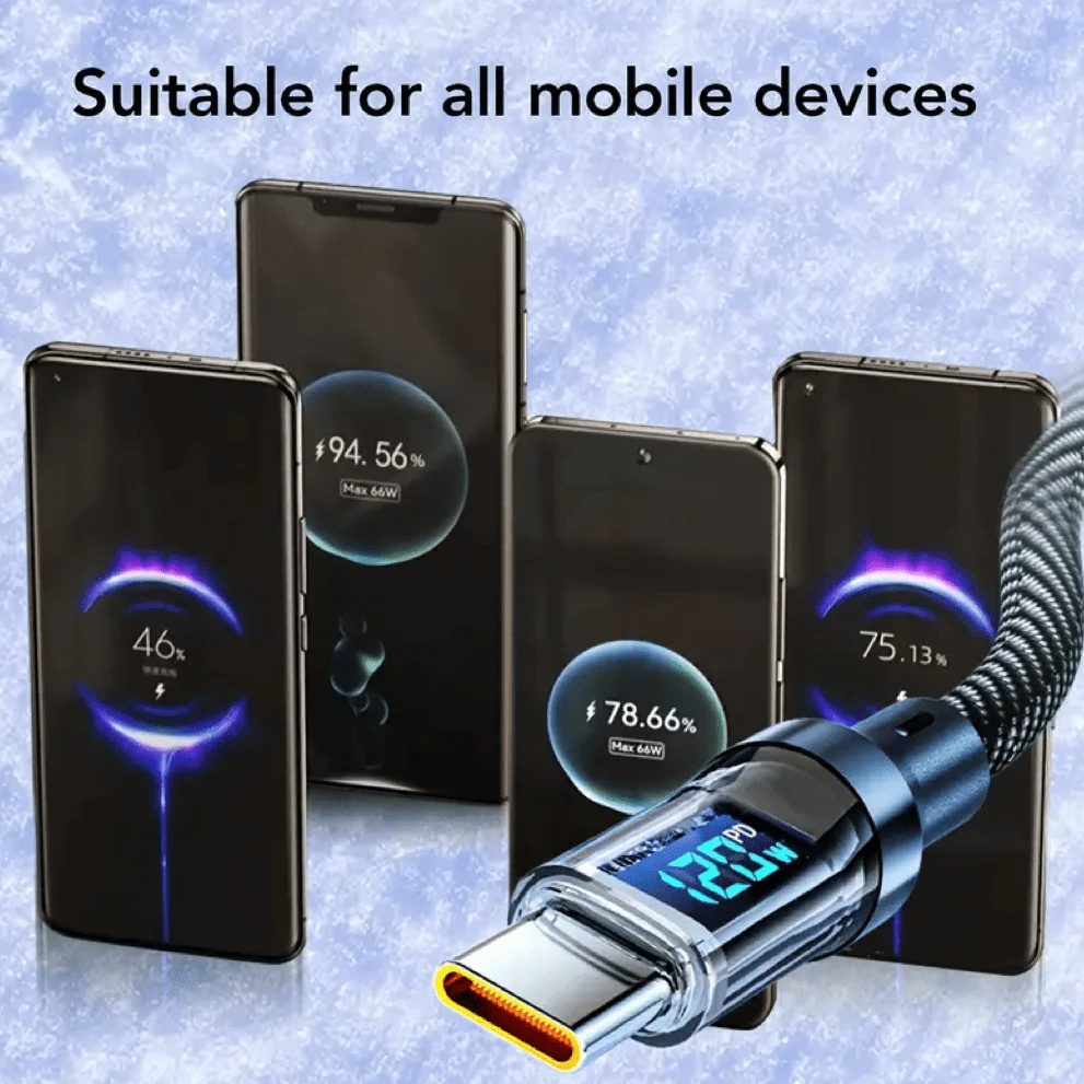 120W 6A Super Fast Charging Cable - High-Speed USB Type C Charge Cable ...