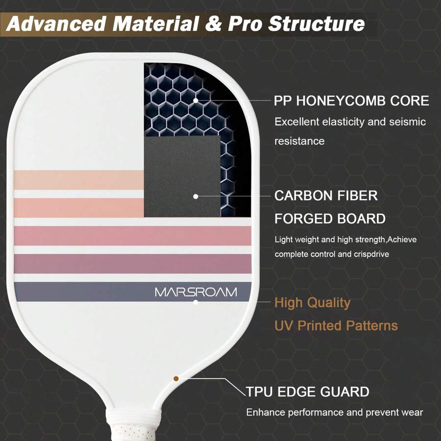 Pickleball Paddle Carbon Fiber Honeycomb Core Pickle Ball Rackets 2 ...