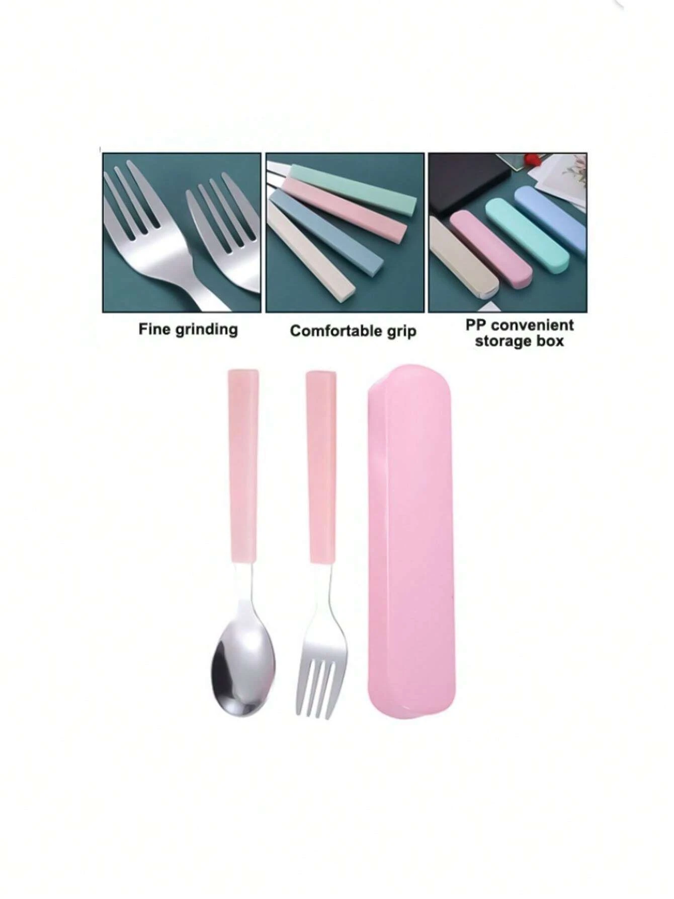 2-Piece Set Of Stainless Steel Wooden Handle Spoons And Forks, Portable ...