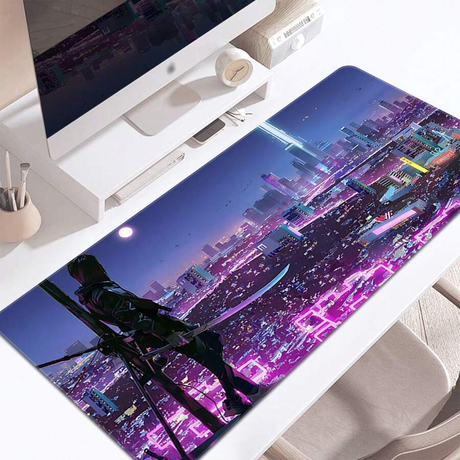 ฉากกลางคืนของเมืองในอนาคต LightL Shadow Mouse Pad แผ่นรองเมาส์สำหรับ ...