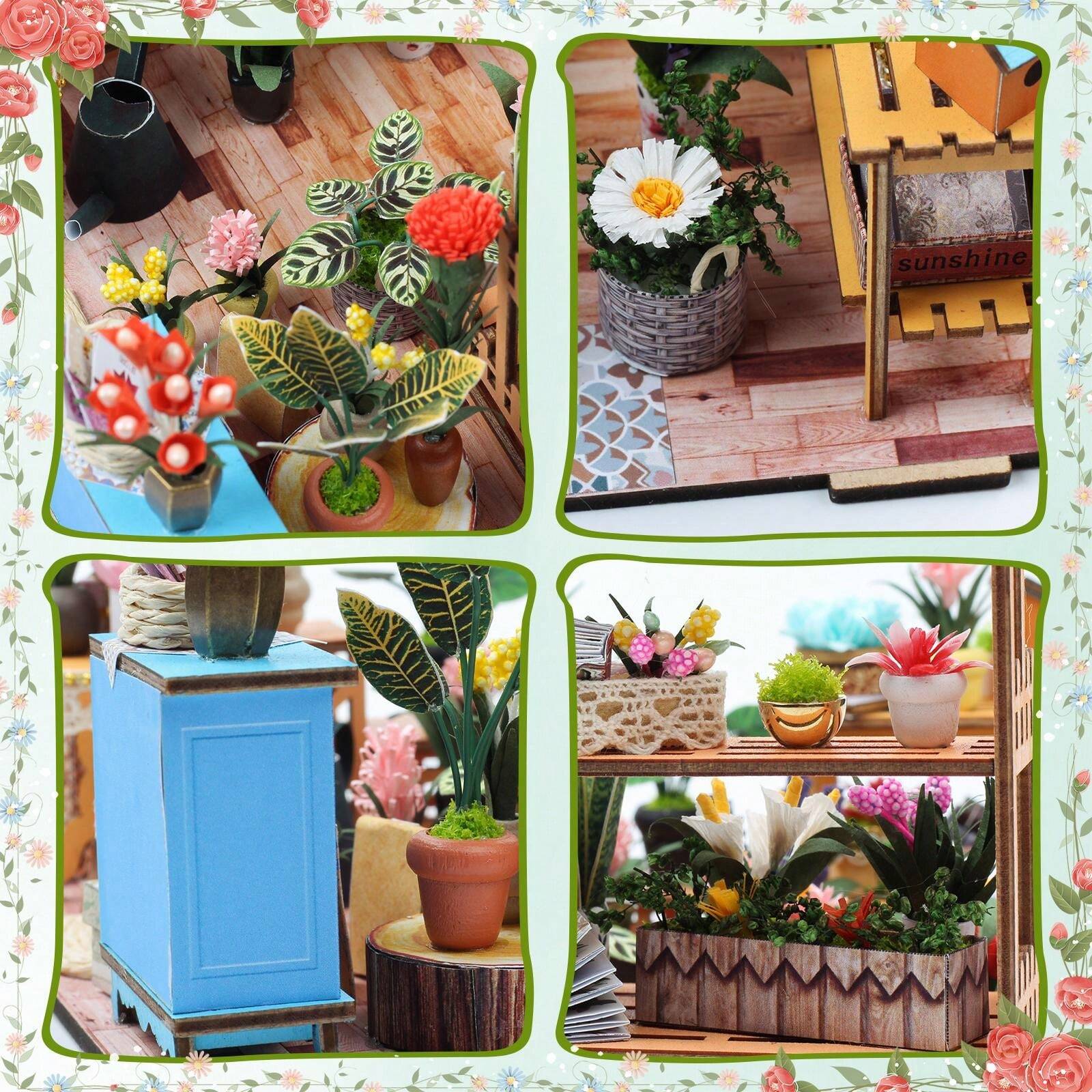 DIY Miniature Dollhouse Kit 1:24 Scale 3D Miniature Flower House Kit ...