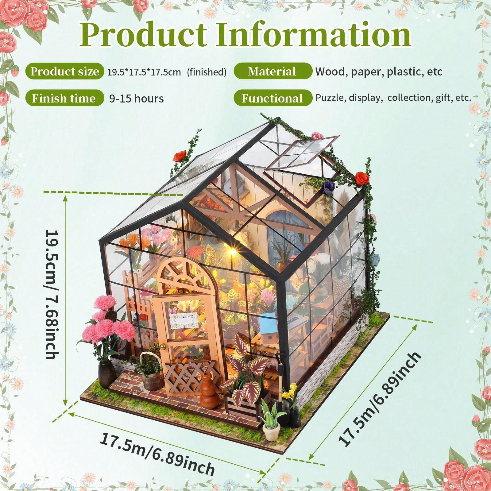 DIY Miniature Dollhouse Kit 1:24 Scale 3D Miniature Flower House Kit ...