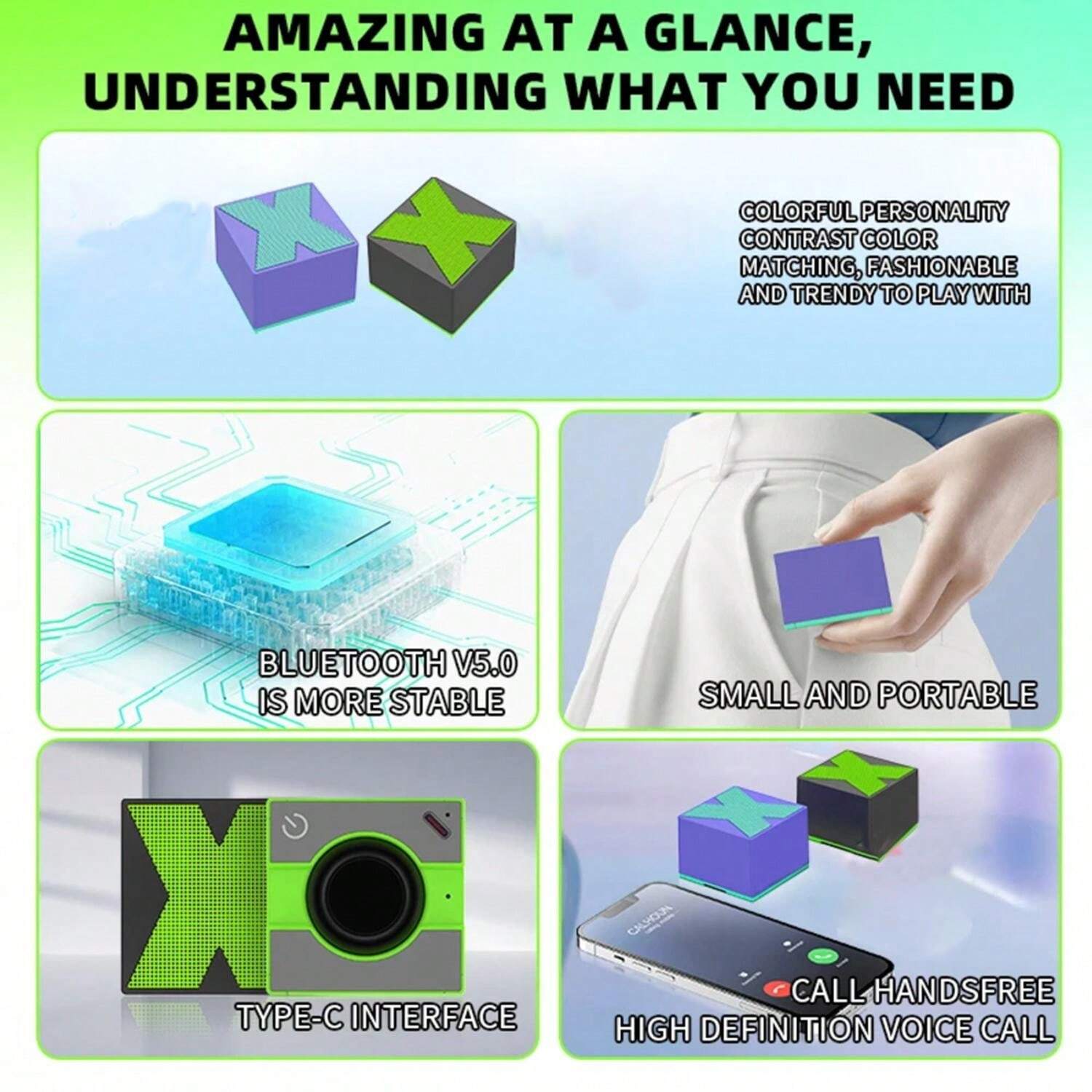 Wireless Bluetoot Speaker 2 Inch Stereo Effect Portable Surround Sound ...