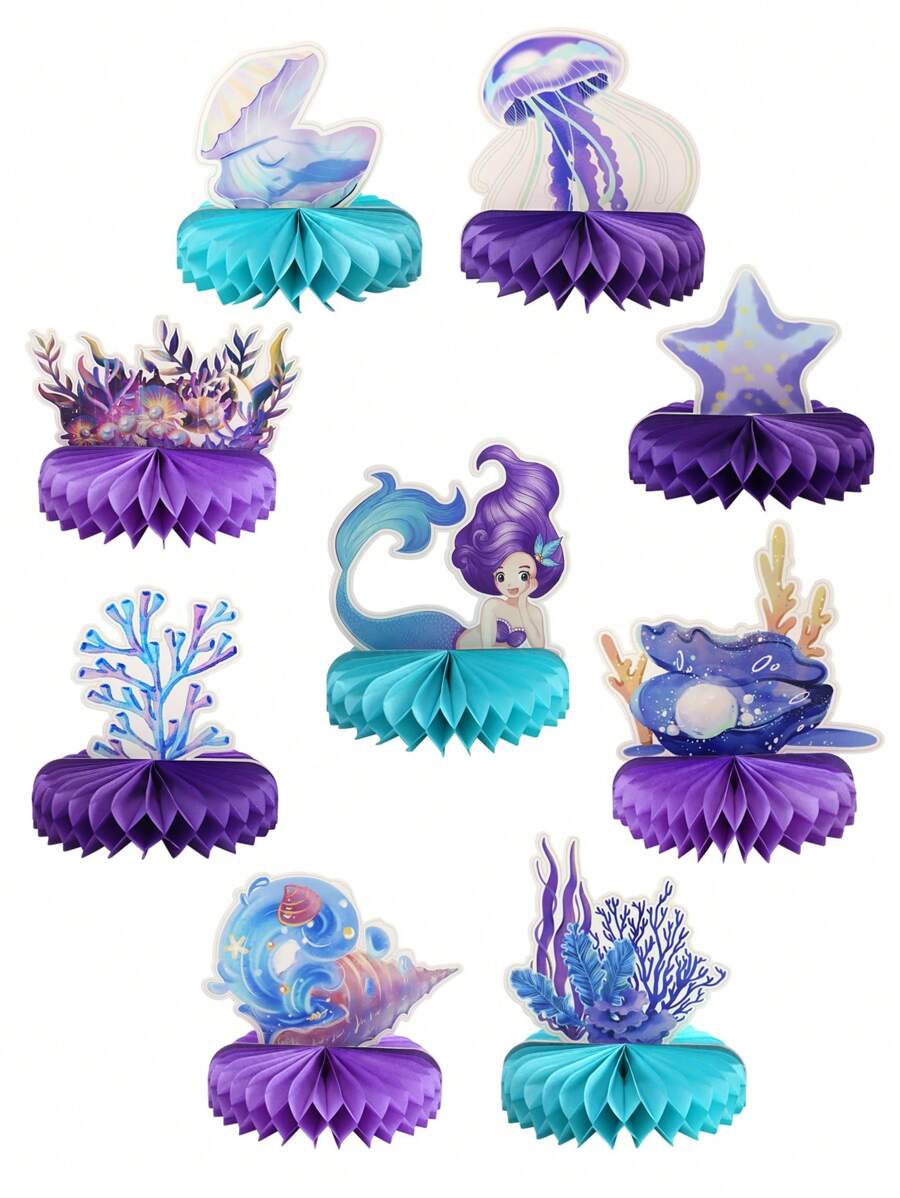 9 Pieces Mermaid Party Table Centerpieces For Decorations Table ...