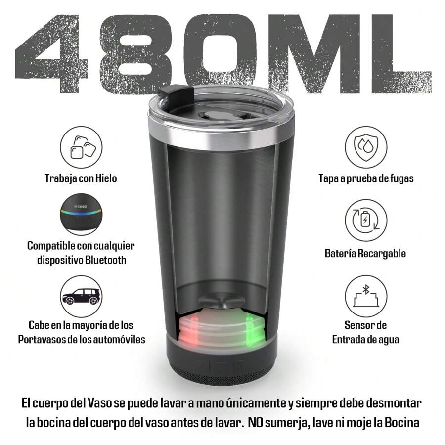 Vaso Térmico 480 Ml Con Bocina Bluetooth Kbod Rad-12335 | Moda de Mujer ...